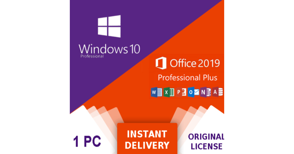 Windows 10 Professional + Office 2019 Pro Plus Bundle For 1 PC device ...