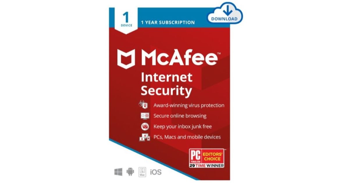 McAfee Internet Security 1 Year 1 Device | Sell-SA
